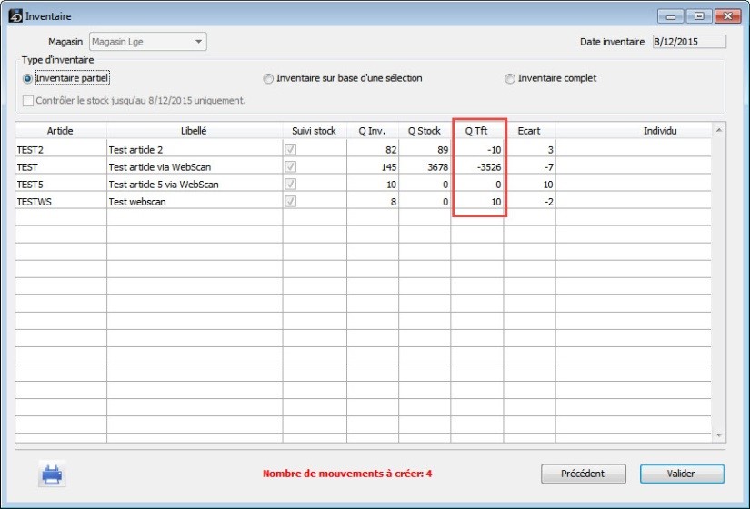 Les fonctions d'inventaire | Equisis Doc